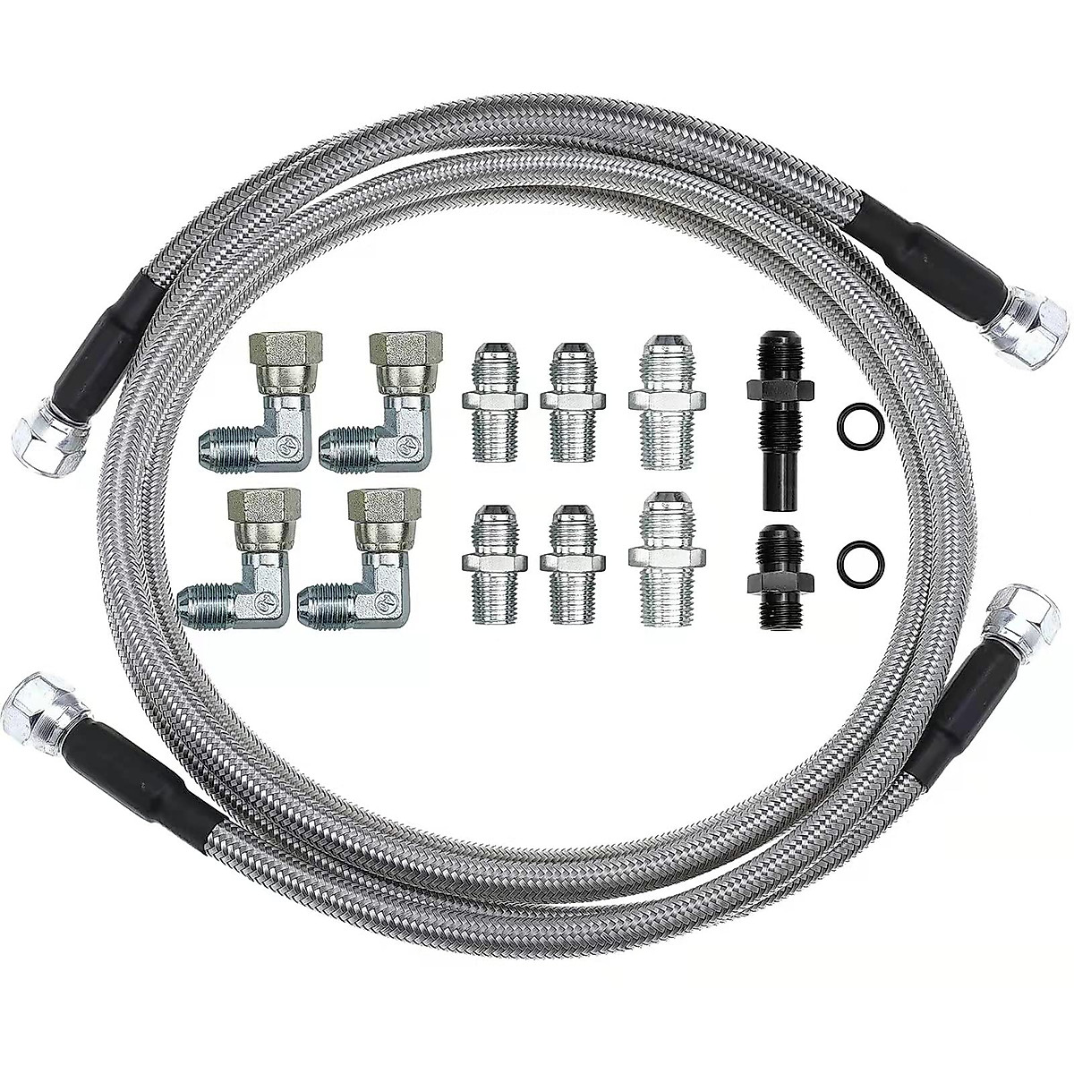 Takilma 6AN 70" Transmission Cooler Hose Kit for Ford GM Chevrolet 4L60E 4L65E 4L80E TH350 TH400 TR6060 Turbo 350/400/200-200R4/700R4 Ford C4-C6-AOD Transmission Fluid Oil Cooler Lines Fitting Kit