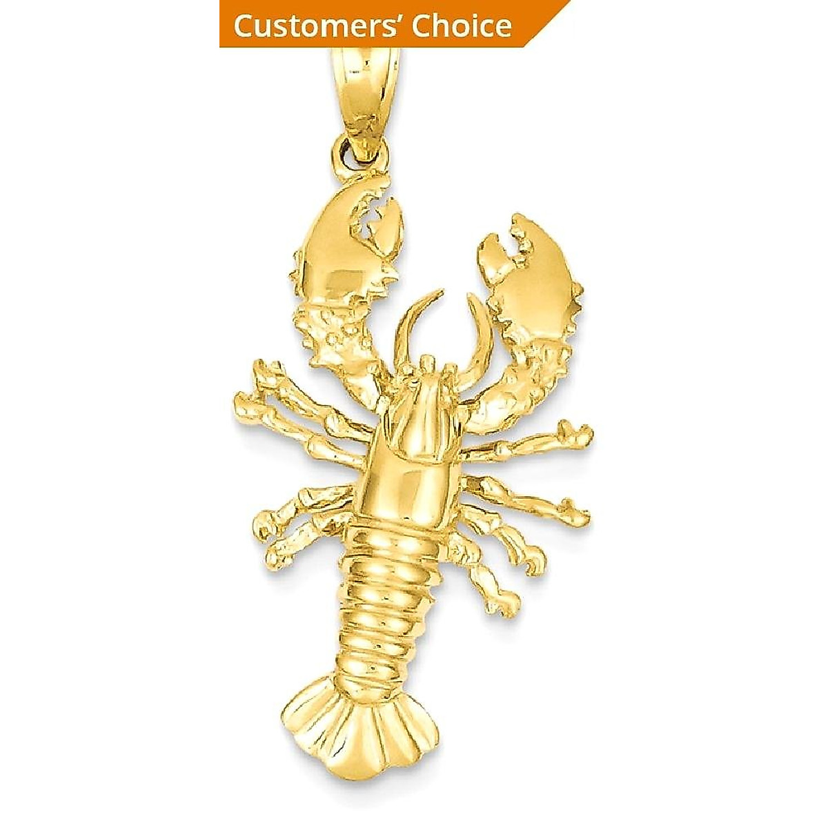 IceCarats 14K Yellow Gold Lobster Necklace Charm Pendant 36mm x 14mm Only