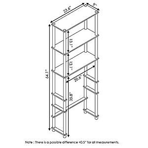 Furinno Turn-N-Tube with 3 Shelves Toilet Space Saver, French Oak Grey/Black