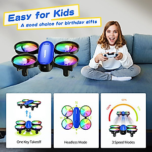 TOMZON A23 Mini Drone for Kids and Beginners, RC Toy Drone with Throw to Go, Easy to Learn, Auto-rotation, 3D Flips, Circle Fly, Headless Mode, 2 Batteries, Gift for Boys and Girls, Blue