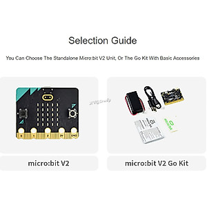 for Micro:bit V2 Go Kit Pocket-Sized BBC Built-in Speaker and Microphone Upgraded Processor ARM Cortex-M4 2.4G Radio/BLE Bluetooth 5.0 Touch Sensitive Logo @XYGStudy