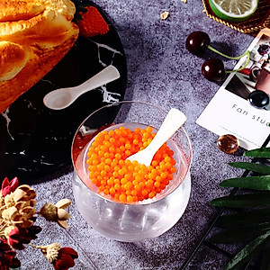 Glass Caviar Chiller Server Set and 2 Pieces Caviar Spoons 3.2 Inch Shell Spoon Mother of Pearl Caviar Spoons Round Handle for Caviar, Egg, Ice Cream, Coffee, Restaurant Serving