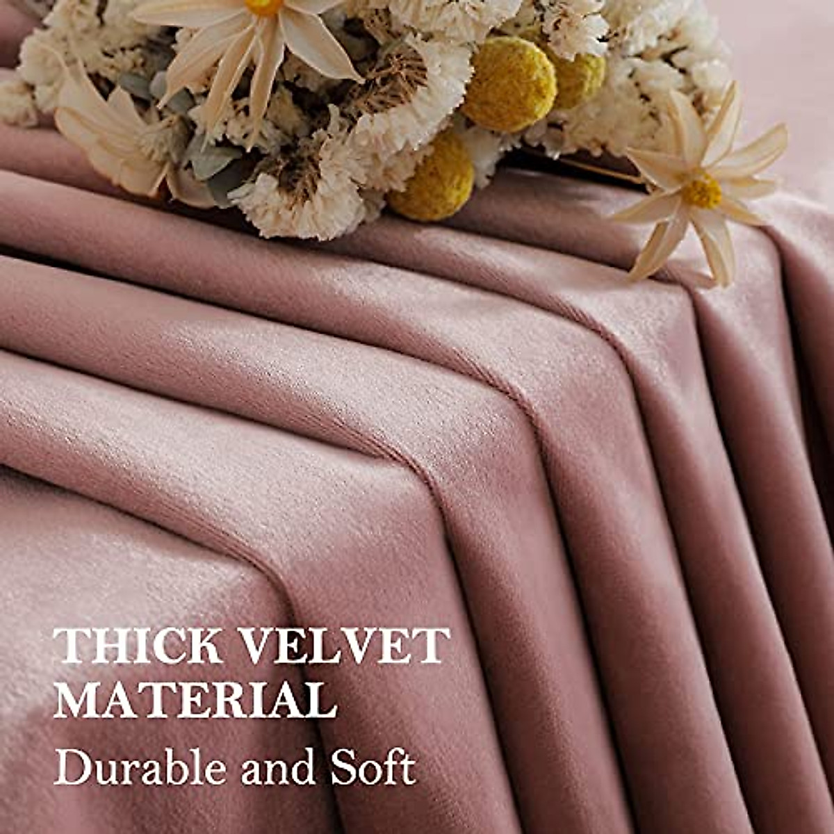 HOMEIDEAS 100% Blackout Velvet Curtains 84 Inches 2 Panels Blush Pink Black Out Curtains for Bedroom Living Room Nursery, Room Darkening Thermal Insulated Grommet Window Drapes, Mauve, W52 x L84