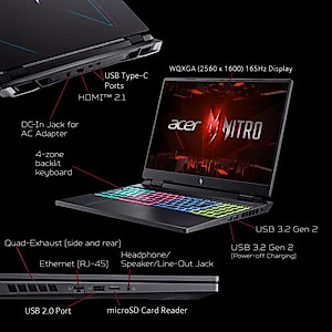 Acer Nitro 16 Gaming Laptop | AMD Ryzen 9 7940HS Octa-Core CPU | NVIDIA GeForce RTX 4070 Laptop GPU | 16" WQXGA 165Hz IPS Display | 16GB DDR5 | 1TB Gen 4 SSD | Wi-Fi 6E | RGB Backlit KB | AN16-41-R5KC