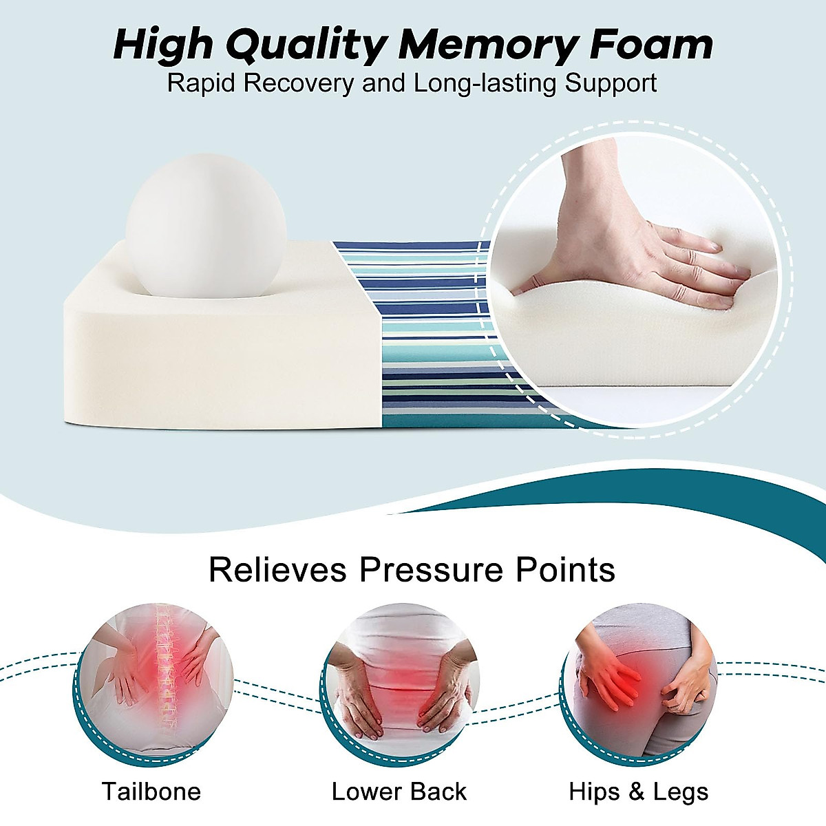 Basic Beyond Outdoor Chair Cushions for Patio Furniture, Waterproof Outdoor Cushions, Square Corner Patio Chair Cushions Set of 4 with Ties, 18.5"x16"x3", Pinstriped Blue