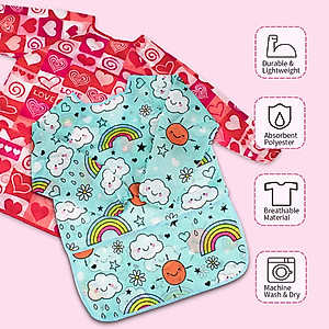 CUBACO 2 Pack Kids Art Smock Kids Waterproof Painting Apron Children's Artist Apron with Long Sleeve and 3 Pockets