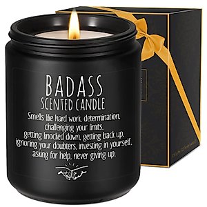 LEADO Badass Candle, Congratulations Gifts, Inspirational Gifts for Women, Men, Boss Gifts, New Job, Promotion, Sobriety Gifts - Funny Graduation, Proud of You, Sober, Christmas Birthday Gifts
