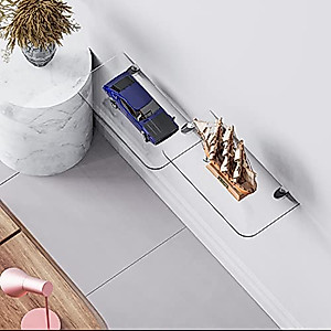 Jusalpha 2 Pack of Acrylic Glass Wall Mounted Floating Shelves with Metal Adjustable Shelf Bracket Wall Mount, 03 (17'' x 6'')