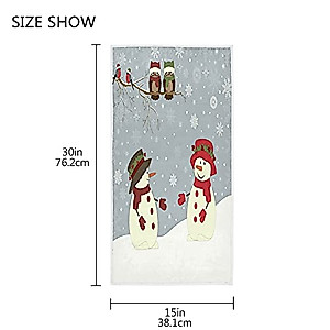 FFYHO Winter Snowman Owls Soft Hand Towels 30x15,Decorative Christmas Birds Cute Fingertip Kitchen Dish Towels Washcloth for Bathroom, Hotel, Gym and Spa