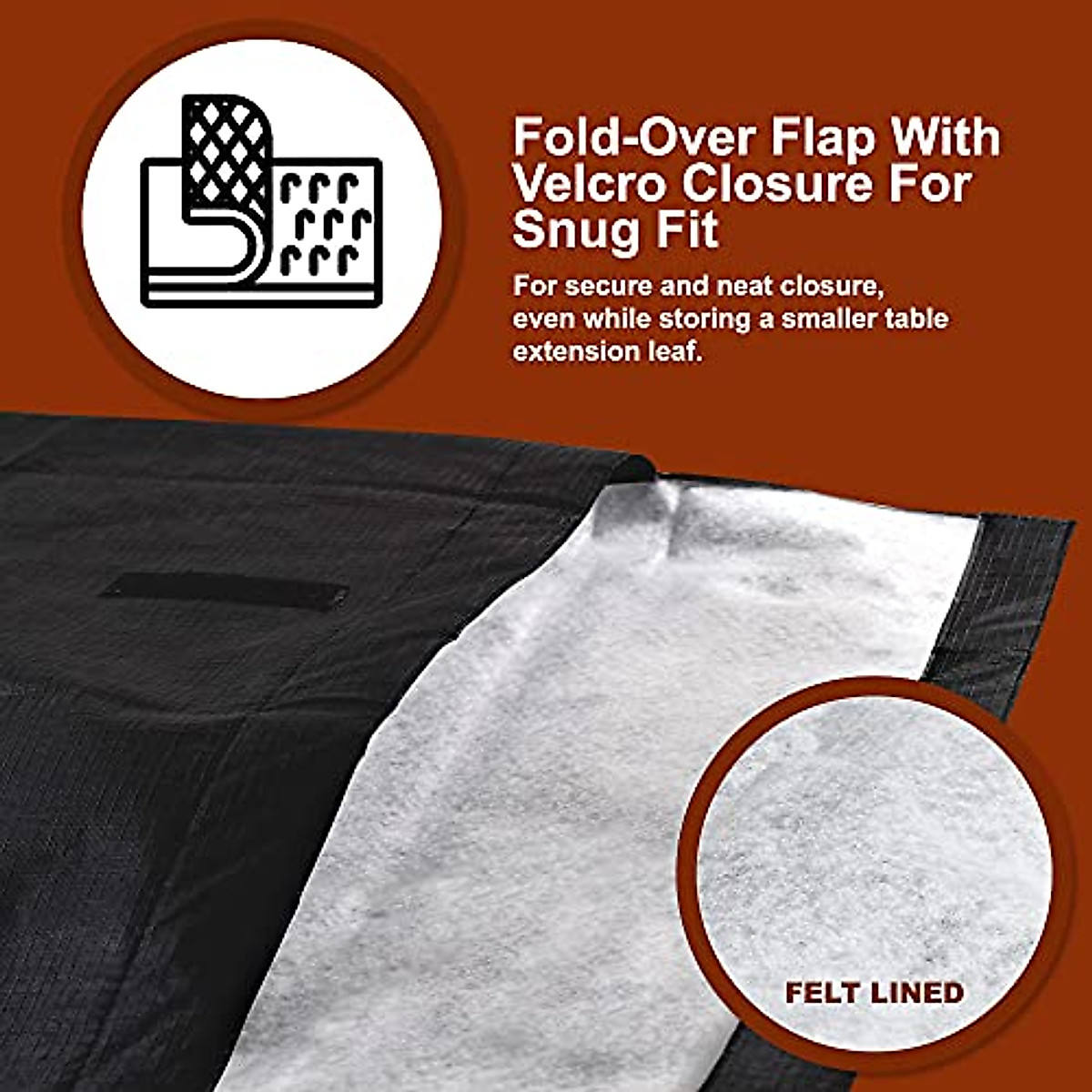 Sorfey Felt Lined Dining Table Leaf Storage Bag with Velcro Closure, Water Resistant and Scratch Resistant, 52" x 24", Black…