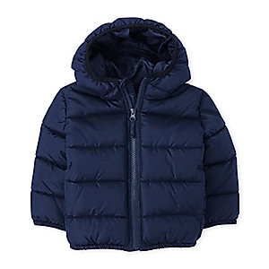 The Children's Place Baby Boys Toddler Medium Weight Puffer Jacket, Wind, Water-Resistant, Navy, 3T