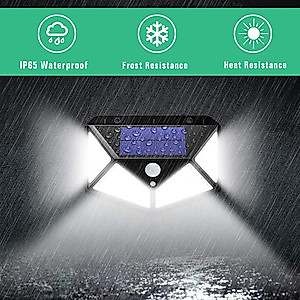 TEDATATA Solar Wall Lights 120 LED, 270°Wide Angle, IP65 Waterproof, Wireless Motion Sensor Wall Lights, for Front Door, Backyard, Steps, Garage, Garden, 4 Packs