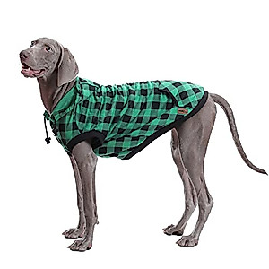 PAWZ Road Dog Coat Plaid Dog Sweater British Style Dog Vest Windproof Dog Jacket Dog Winter Clothes for Small Medium Large Dogs from Size S to 3XLarge-Green Plaid S