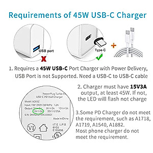 Sisyphy Nylon Braided Surface Connect to USB-C Charging Cable Compatible for Microsoft Surface Pro7 Go2 Pro6 5/4/3 Surface Laptop Book,Works with 45W 15V3A USBC Charger and 3A USBC Cable - 0.2 Meters