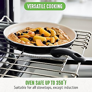 GreenLife Soft Grip Healthy Ceramic Nonstick 16 Piece Kitchen Cookware Pots and Frying Sauce Saute Pans Set, PFAS-Free with Kitchen Utensils and Lid, Dishwasher Safe, Black and Cream