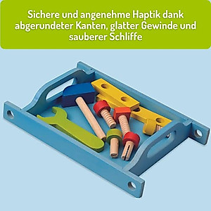 EverEarth Toddler Workbench with Tools. Wooden Building Set Hammer Toy