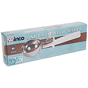 Winco ICOP-6 Ice Cream Disher with White Handle, Size 6, 5.5 ounces, Stainless Steel