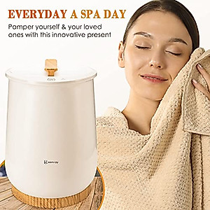 Keenray Bucket Towel Warmers, Luxury Towel Warmer, Large Towel Warmer for Bathroom, Auto Shut Off, Fits Up to Two 40"X70" Oversized Towels, Bathrobes, Blankets, PJ's and More, White, CL1