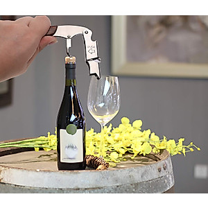 Mini Skater Professional Wine Opener Keys Natural Wood Handle Double-Hinged Stainless Steel Screw Beer Bottle Corkscrew with Leather Pouch For Bartenders Waiters Servers,1Pcs (B Style + Pouch)