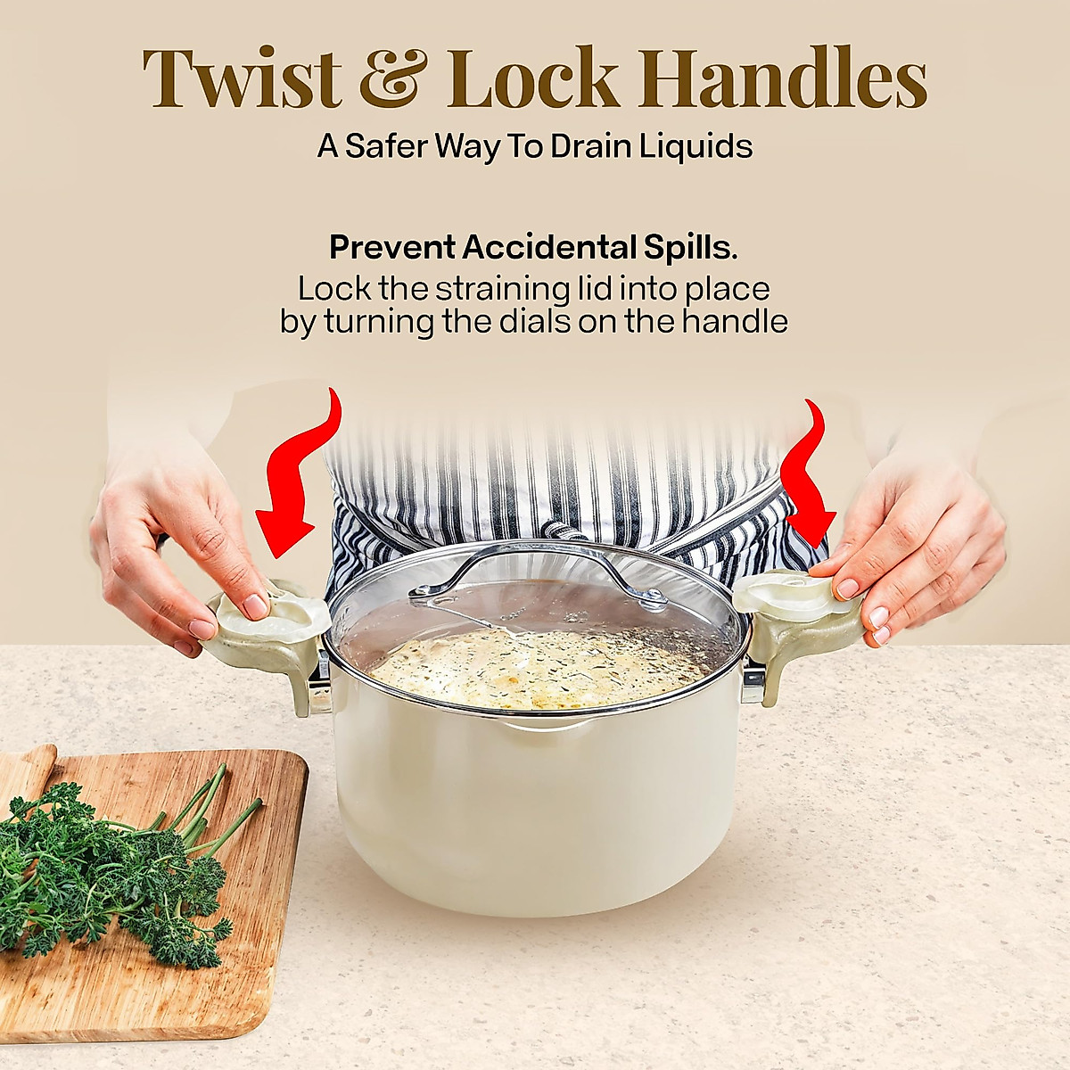 Gotham Steel 8 Quart Large Stock Pot Multipurpose Pasta Pot with Strainer Lid, As Seen On TV, Nonstick Cooking Pot + Pasta Strainer Pot with Lid, Spaghetti Pot, Kitchen Gadgets Dishwasher Safe