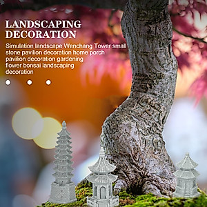 Happyyami Concrete Decoration 3pcs Pagoda Statue Model Miniature Appendix Concrete Micro Landscape Decoration