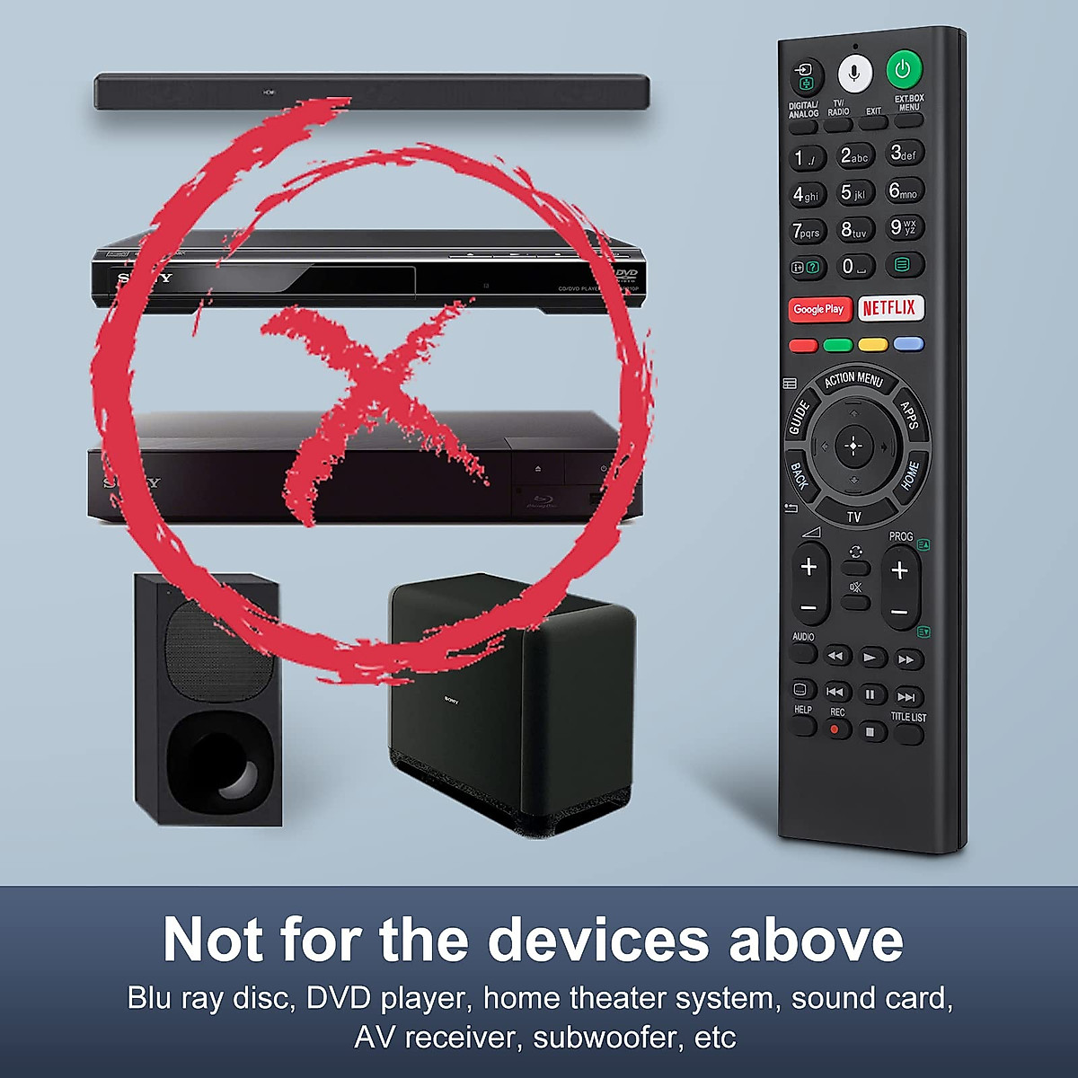 Voice Replacement Remote for Sony-TVs and Bravia-TVs，for All Sony 4K UHD LED LCD HD Smart TVs