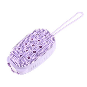 INGVY Dry Brushing Body Brush Silicone Sponge Bath Shower Rub Bath Shower Wash Body Pot Sponge Scrubber (Color : Purple)