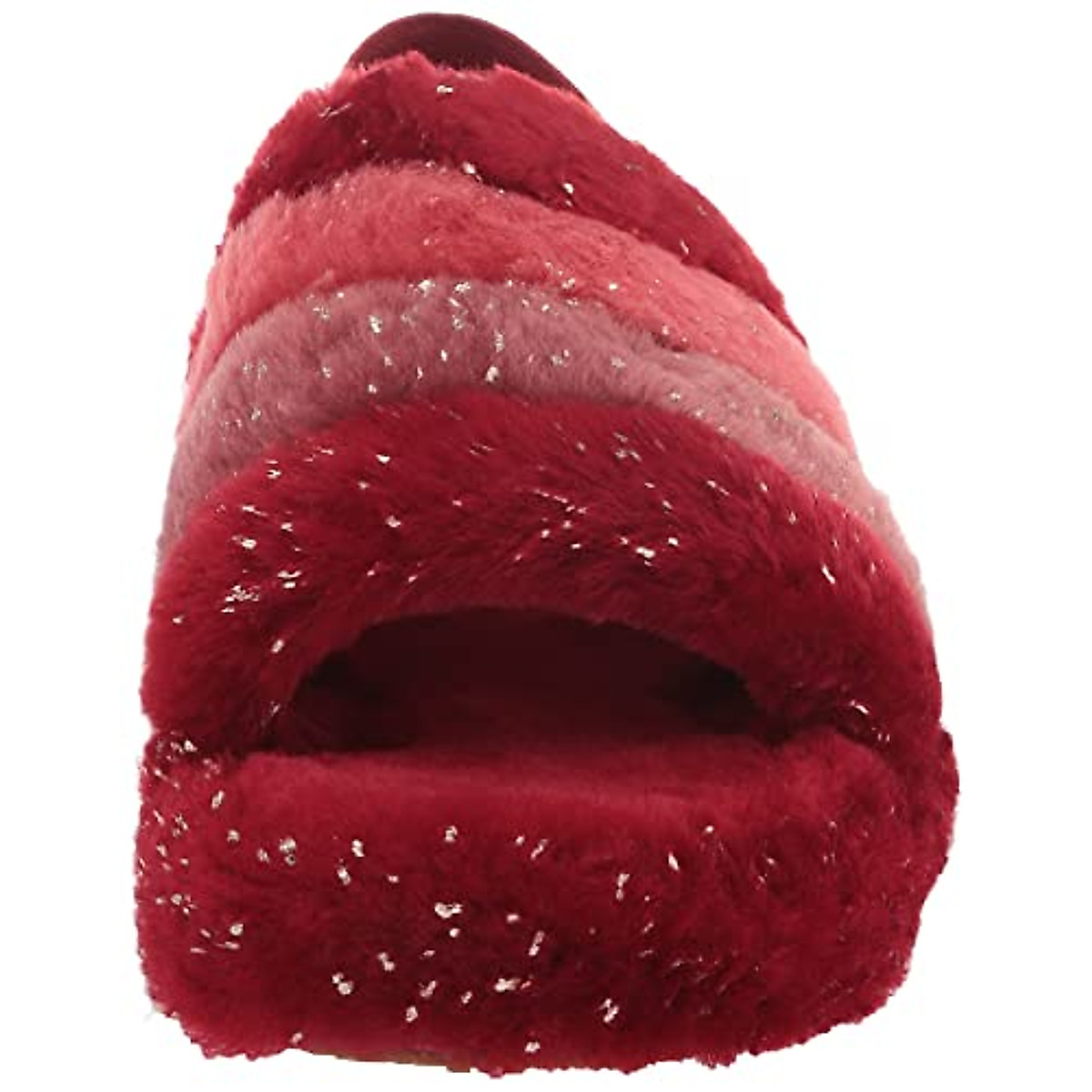 UGG Girls K Fluff Yeah Metallic Sparkle Slipper, Red Multi, 6 Big Kid