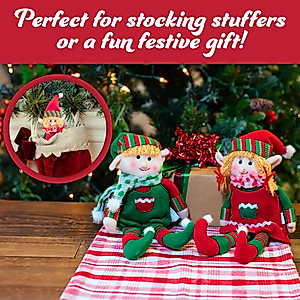 Elf Plush Christmas Stuffed Dolls, Set of 2 - 12" Boy and Girl Elves Holiday Cute Plush Shelf Toys - Fun Kids Buddy Figurine Decorations, Christmas Winter Holiday Party Festive Decor and Gift Exchange