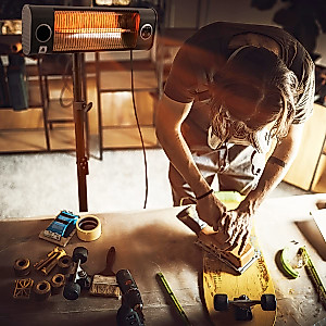 Uthfy Outdoor Patio Heater,Electric 1500W Infrared Patio Heater with Remote,Outdoor Space Heater with Tripod,IP45,9Hours Timer,Overheating Protection