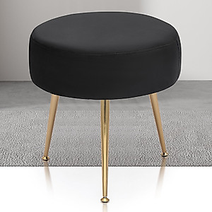 Magshion Modern Velvet Scalloped Back Accent Chair - Black, 250 lb Weight Capacity, Footrest & Pillow, Indoor Use