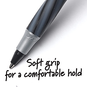 BIC Round Stic Grip Xtra Comfort Ballpoint Pen, Fine Point (0.8mm), Black, 12-Count
