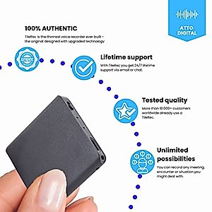 Mini Voice Activated Recorder with 300 Hours Recording Capacity, Small Audio Recorder with 30 Hours Battery - Tiny Recording Device by Atto Digital