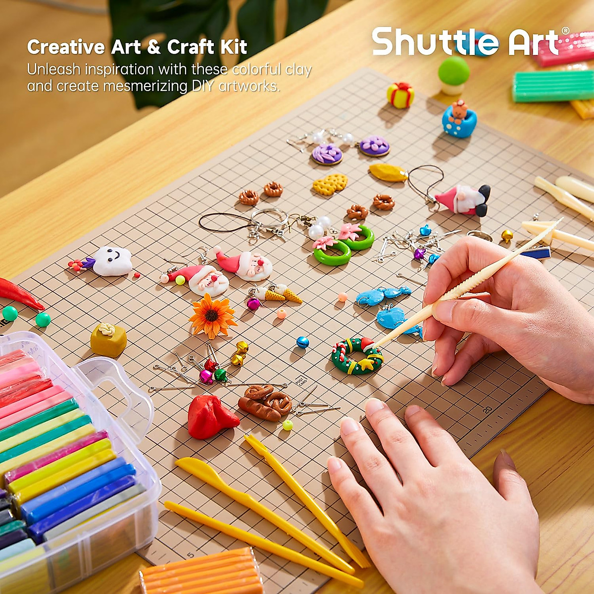 Shuttle Art Oven-Bake Modeling Clay Kit - 50 Colors with 19 Tools, 10 Accessories - Non-Toxic, Non-Sticky - Ideal DIY Art Craft Gift for Kids & Adults
