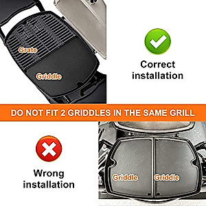 Utheer 6558 Cast Iron Griddle, 6558 Grill Parts Cooking Griddle for Weber Q100 Q120 Q140 Q1000 Q1200 Q1400 Series Gas Grills, 12.6 x 8.6 inch