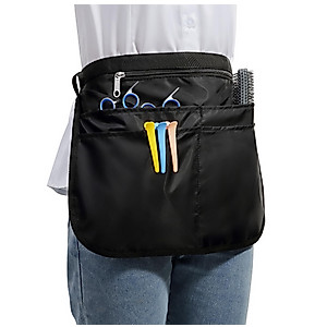 Bafelia Small Size Barber Apron with 5 Pockets, Waterproof and Bleach-proof Hair Stylist Apron for Men Women, Hairdresser Apron for Cosmetology (Black)