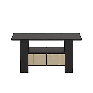 Furinno Coffee Table with Bins, Espresso/Brown