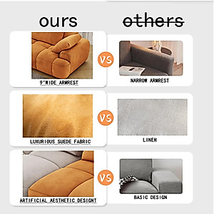 86.6″ W Loveseat Sofa,Modern Upholstered Cloud Couch with Wide Square Armrests and Deep Seat,Colorful Couch Suede Fabric for Living Room