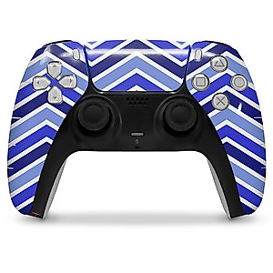 WraptorSkinz Skin Wrap compatible with Sony PS5 DualSense Controller Zig Zag Blues (CONTROLLER NOT INCLUDED)