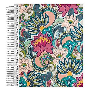 Erin Condren 7" X 9" Spiral Bound Productivity Notebook - Playful Paisley, 160 Lined Page & To Do List Organizer Notebook, 80Lb Thick Mohawk Paper, Stickers Included