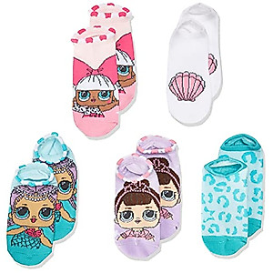 L.O.L. Surprise! girls Lol Surprise! 5 Pack No Show Socks, Assorted Pastel, Fits Sock Size 6-8.5 fits Shoe Size 7.5-3.5 US