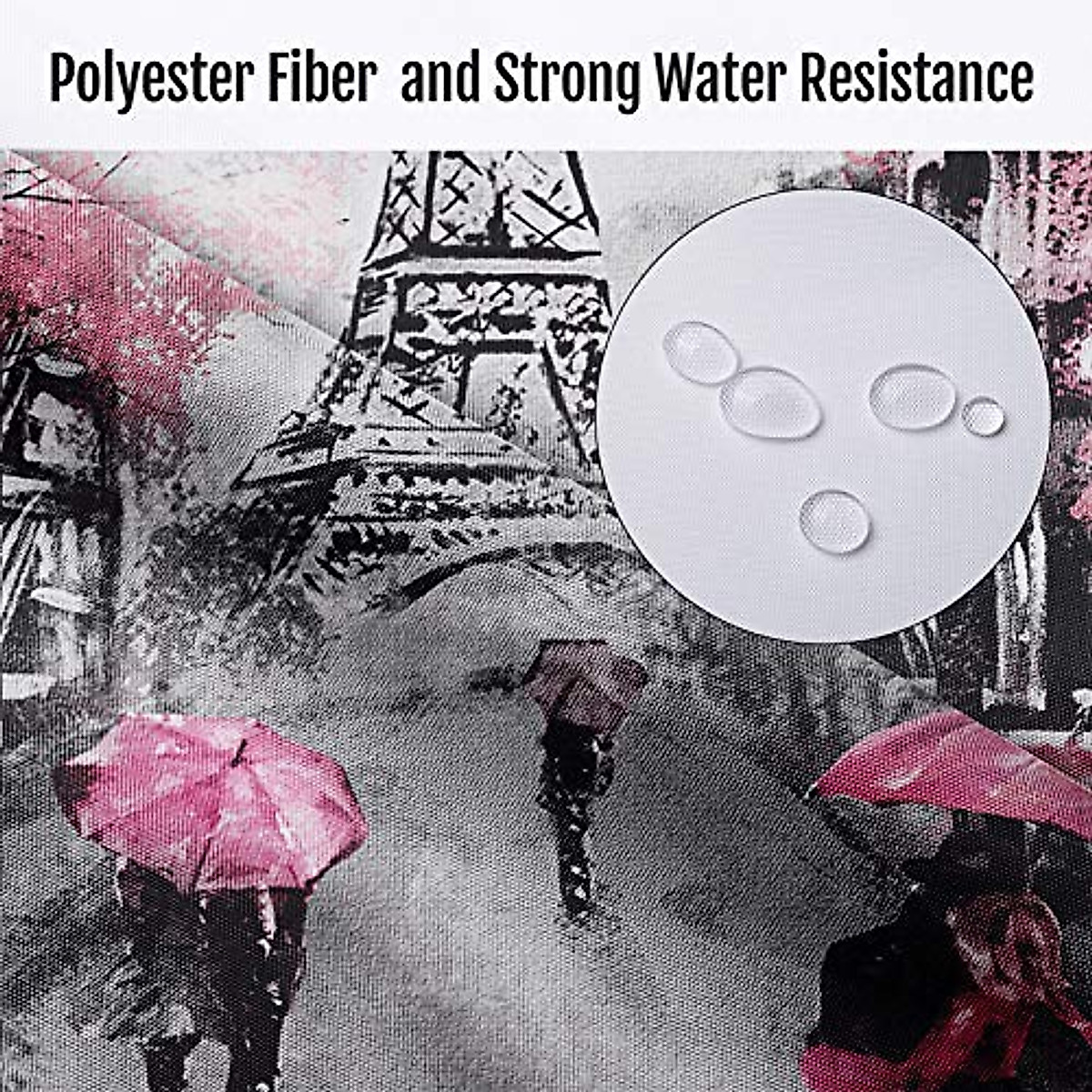 Britimes 4 Piece Shower Curtain Sets, with 12 Hooks, Oil Painting Pink Gray Paris with Non-Slip Rugs, Toilet Lid Cover and Bath Mat, Durable and Waterproof, for Bathroom Decor Set, 72" x 72"