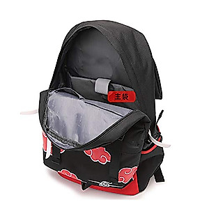 Vanlison Canvas Backpack Shoulder Bag Rucksack School Backpack Anime Backpack Black Red
