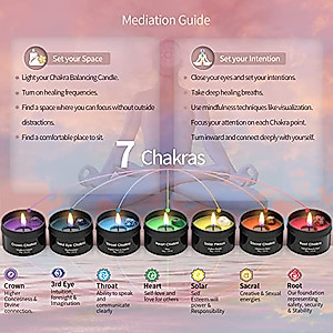 Chakra Candles with Premium Crystal and Healing Stones Luxury Meditation Scented Candles Gift Set for Women Stress Relief Spiritual Decor Healing Candles for Yoga, Aromatherapy