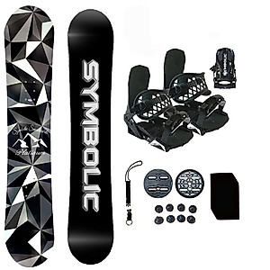 Symbolic Platinum 2025 Kids Youth Snowboard & Bindings & Leash & Stomp Pad Package (Bindings White XS (fits 1-6 Kids), 135cm Snowboard)