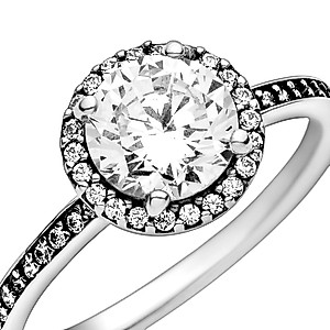 PANDORA Classic Elegance Ring, Sterling Silver, Clear Cubic Zirconia, Size 6