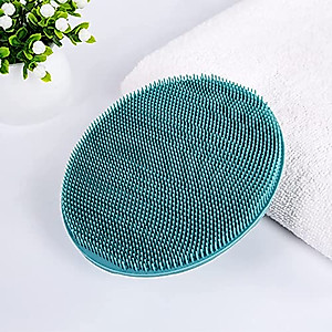 Soft Silicone Body Cleansing Brush Shower Scrubber, Gentle Exfoliating and Massage for All Kinds of Skin (Dark Green)