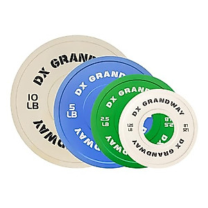 [5LB Pair] DX Grandway Fitness Change Weight Plates 1.25LB 2.5LB 5LB Pairs Support Plates Olympic Plates for Weight Lifting Bumper Weight Plates Steel Rubber Strength Training Weight Plates