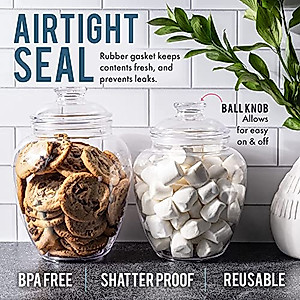 Candy & Cookie Apothecary Jars with Lids 148oz and 128oz Set of 2 - Acrylic Storage Containers - Cute Decorative Candy Jars with Lids - Candy Containers for Cookies, Candies, Sugar, Tea, Coffee, Herbs, Spices – Plastic Clear Jars with Lids- By The Candery