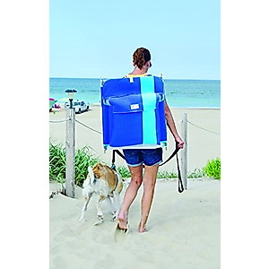 RIO beach Portable Folding Backpack Beach Lounge Chair with Backpack Straps and Storage Pouch, Blue Stripe, ·72“ x 22“ x 10"